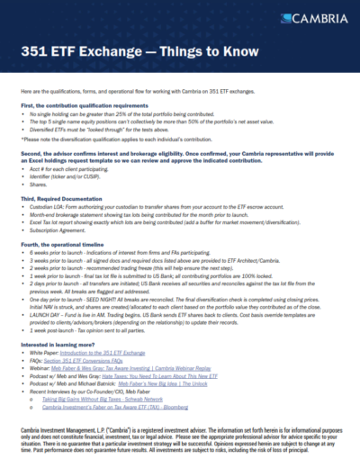 351 ETF Conversion - Cambria Investments